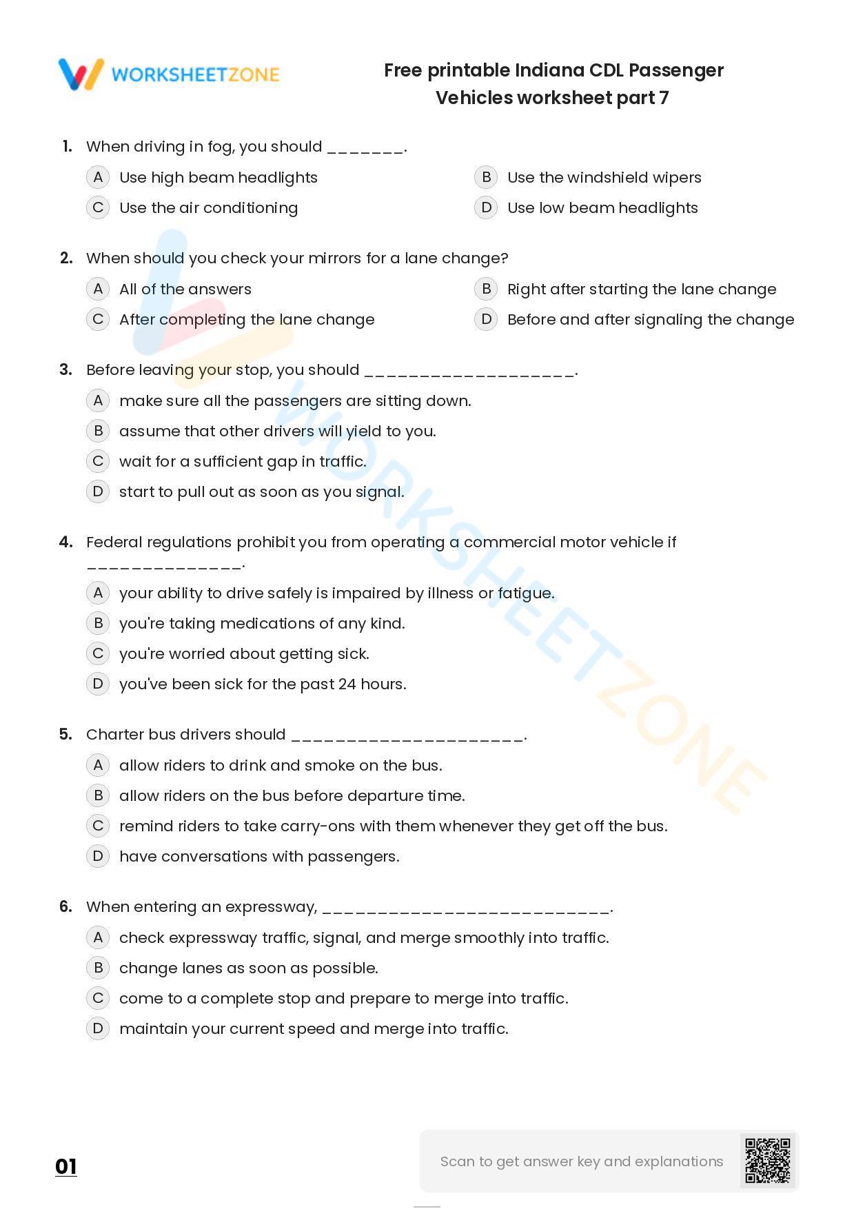 Free printable Indiana CDL Passenger Vehicles worksheet part 5 ...