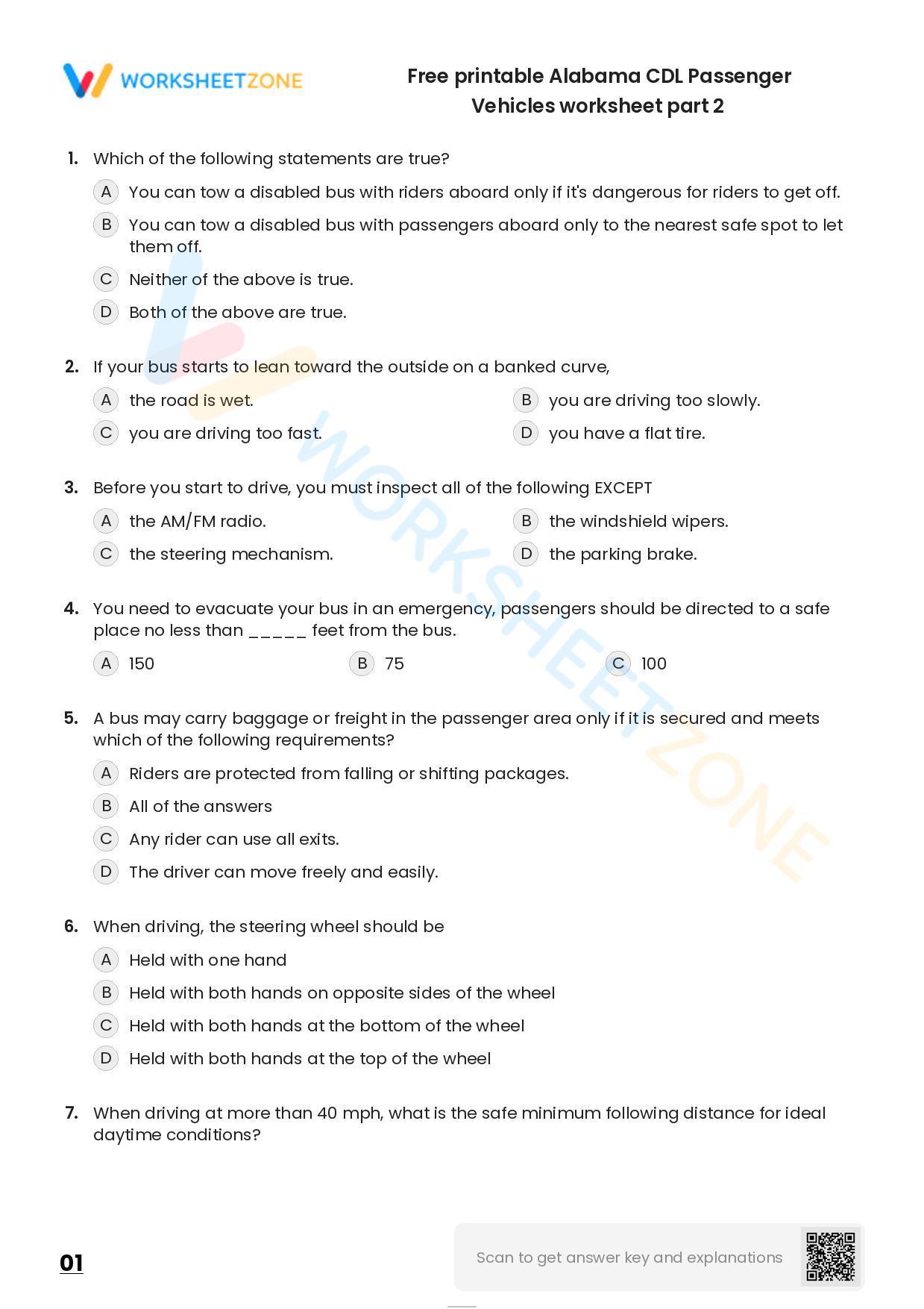 Free printable Alabama CDL Passenger Vehicles worksheet part 3 ...