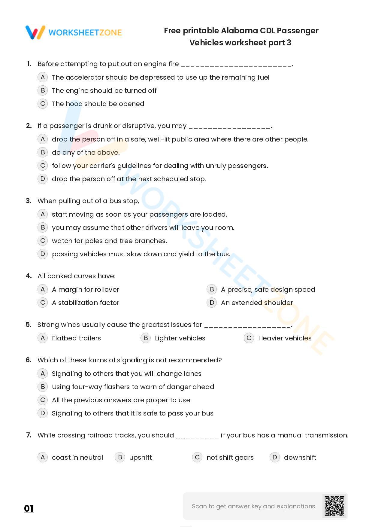 Free printable Alabama CDL Passenger Vehicles worksheet part 3 ...