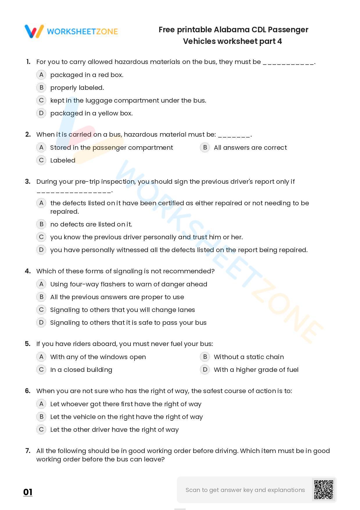 Cdl Practice Test Printable