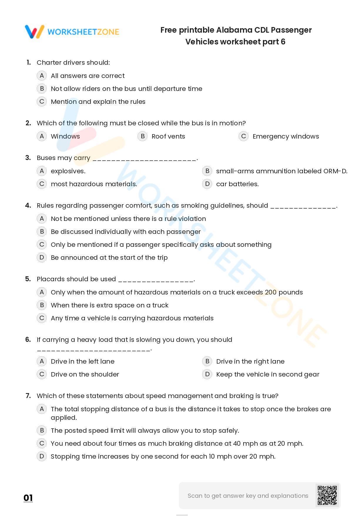 Free printable Alabama CDL Passenger Vehicles worksheet part 3 ...