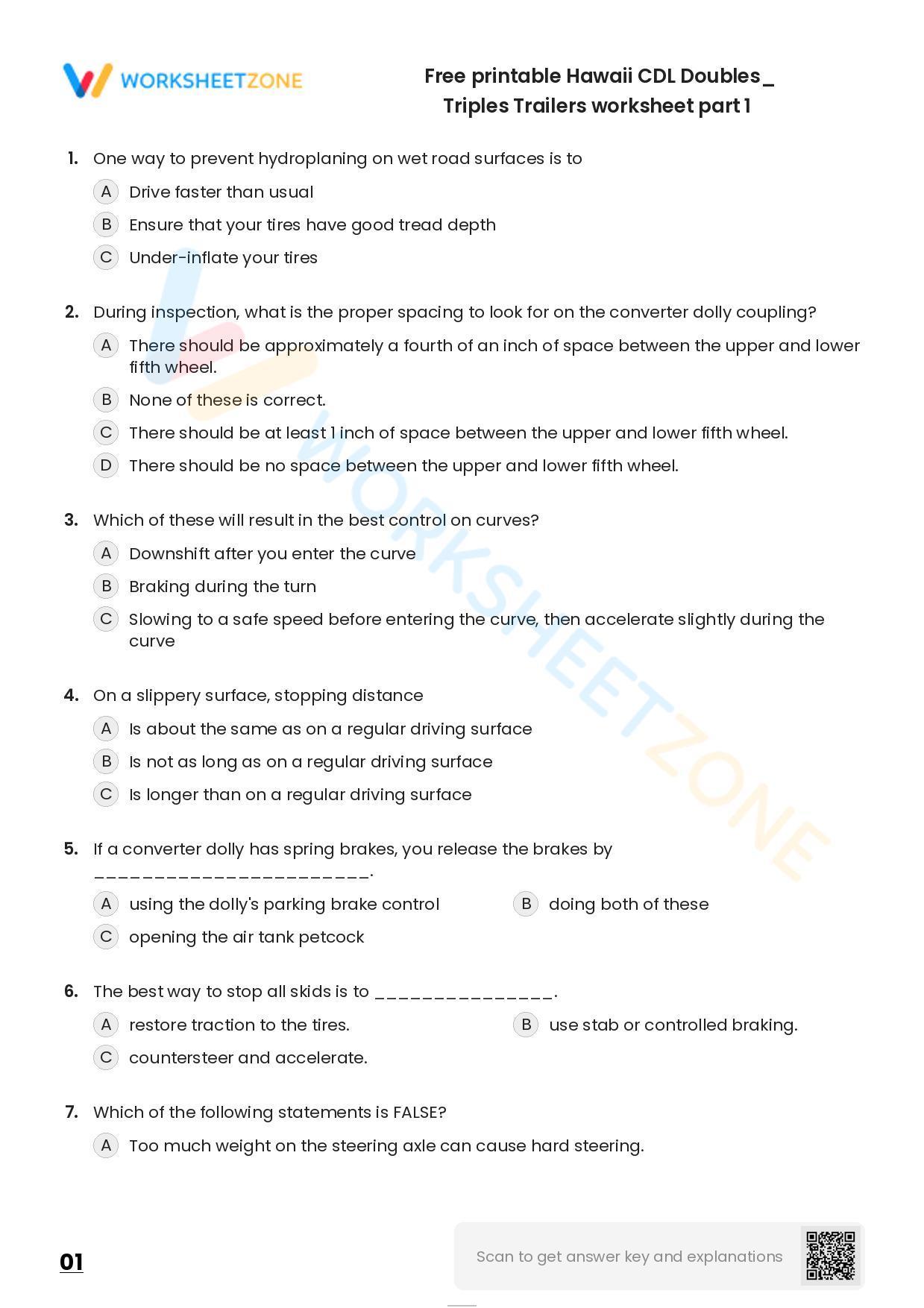 Free printable Hawaii CDL Doubles/ Triples Trailers worksheet part 2 ...