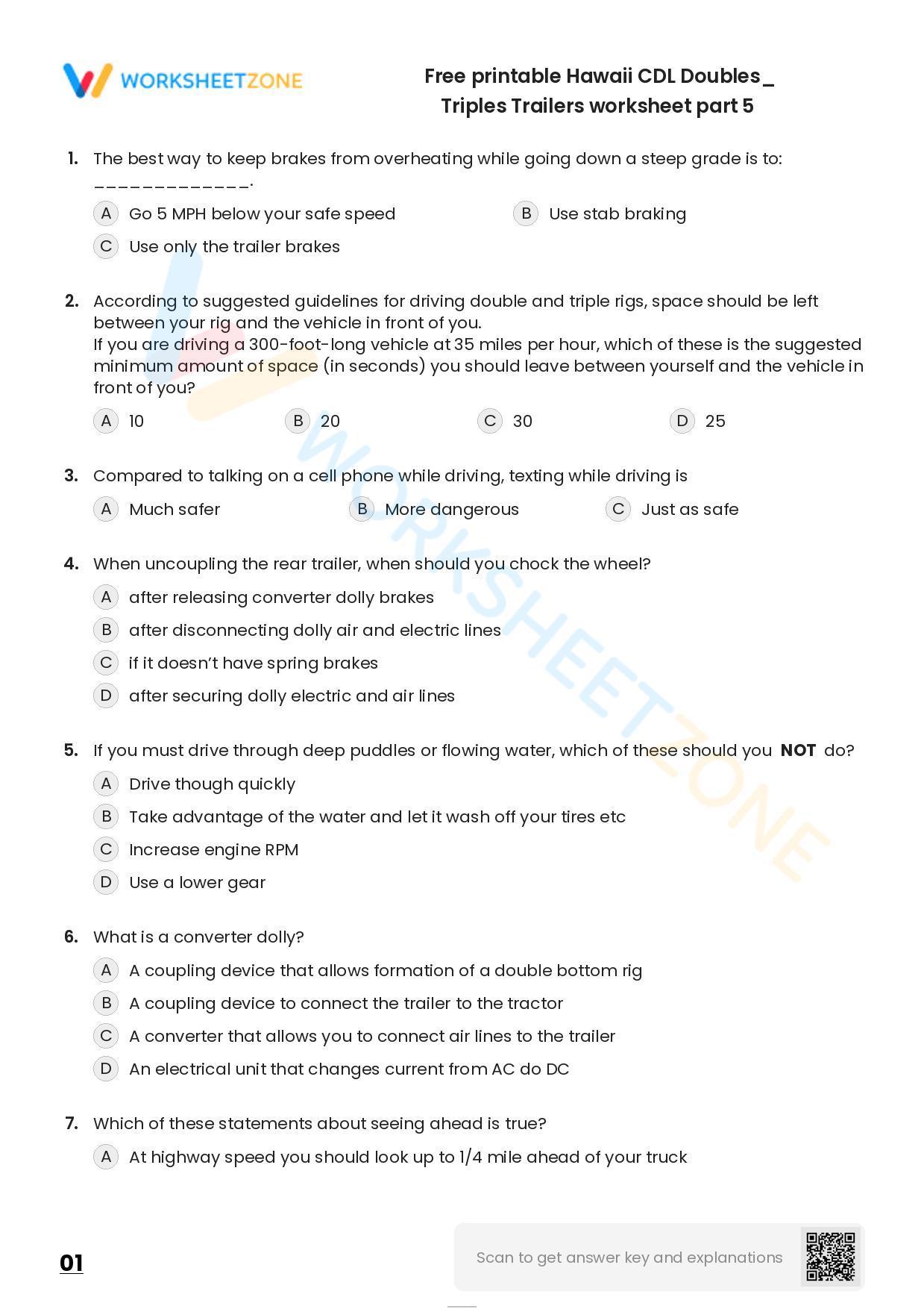 Free printable Hawaii CDL Doubles/ Triples Trailers worksheet part 2 ...
