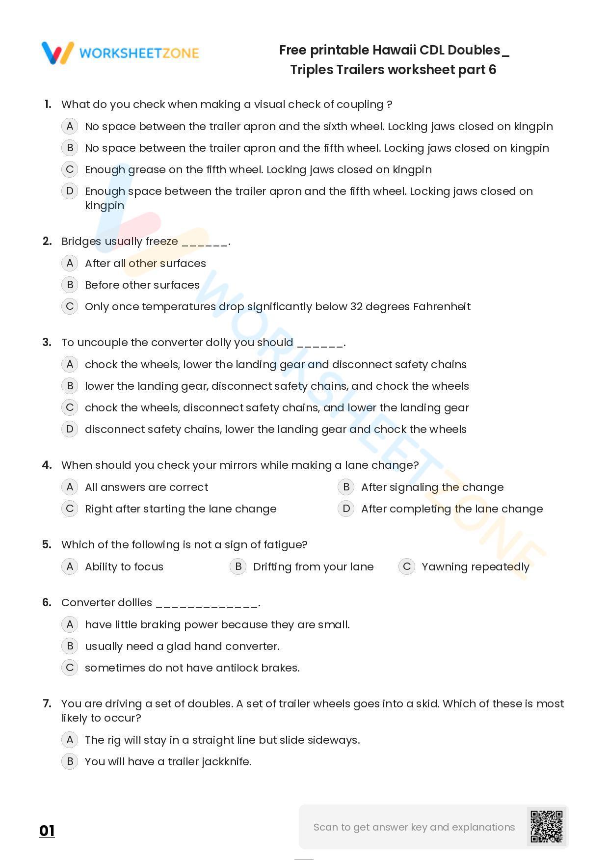 Free printable Hawaii CDL Doubles/ Triples Trailers worksheet part 2 ...