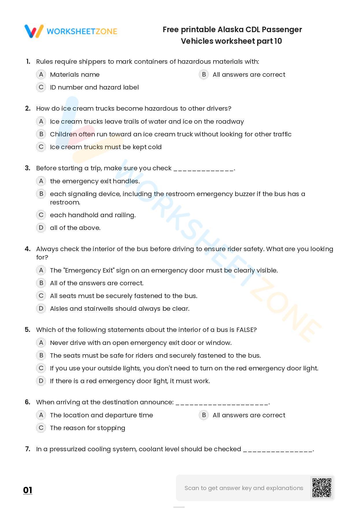 Free printable Alaska CDL Passenger Vehicles worksheet part 2 ...