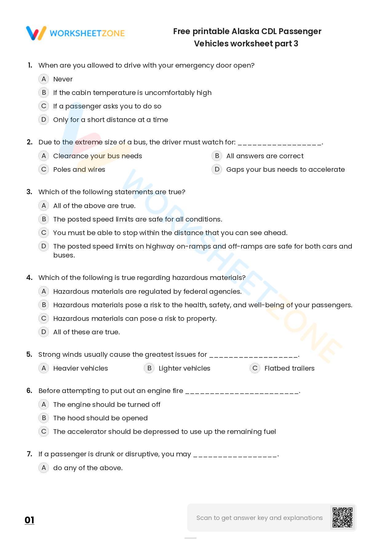 Free printable Alaska CDL Passenger Vehicles worksheet part 8 ...