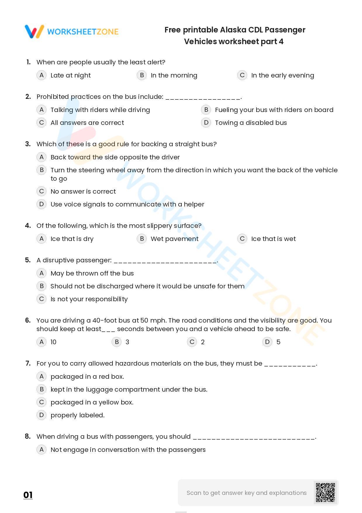 Free printable Alaska CDL Passenger Vehicles worksheet part 2 ...