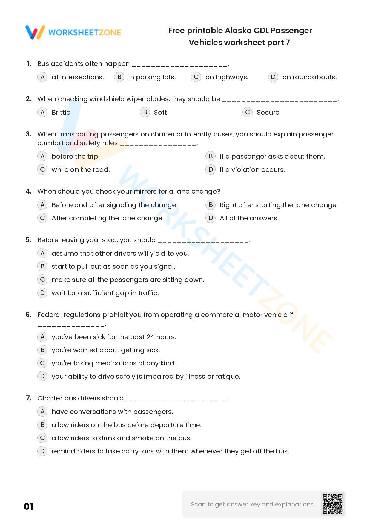 Free printable Alaska CDL Passenger Vehicles worksheet part 2 ...