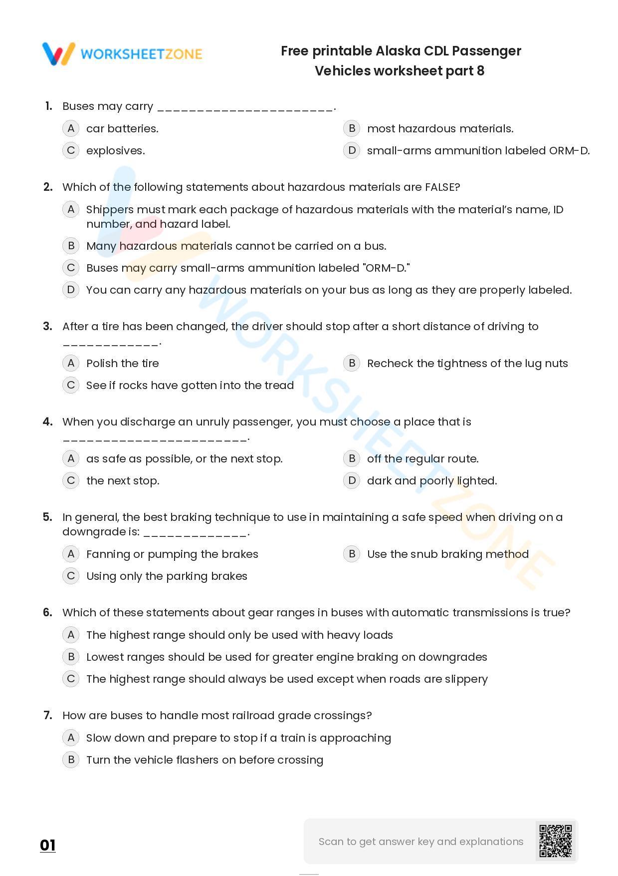 Free printable Alaska CDL Passenger Vehicles worksheet part 2 ...