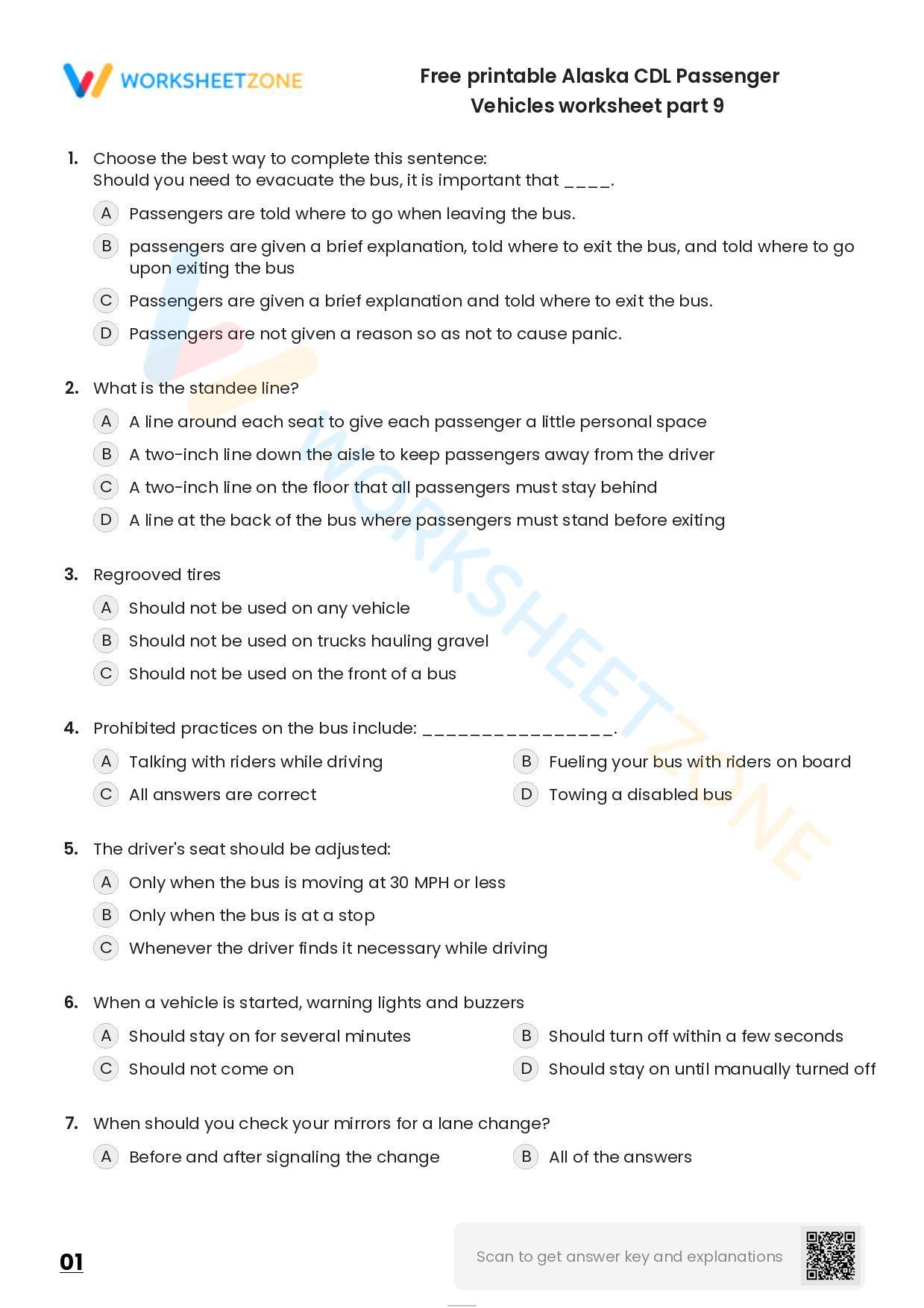Free printable Alaska CDL Passenger Vehicles worksheet part 2 ...