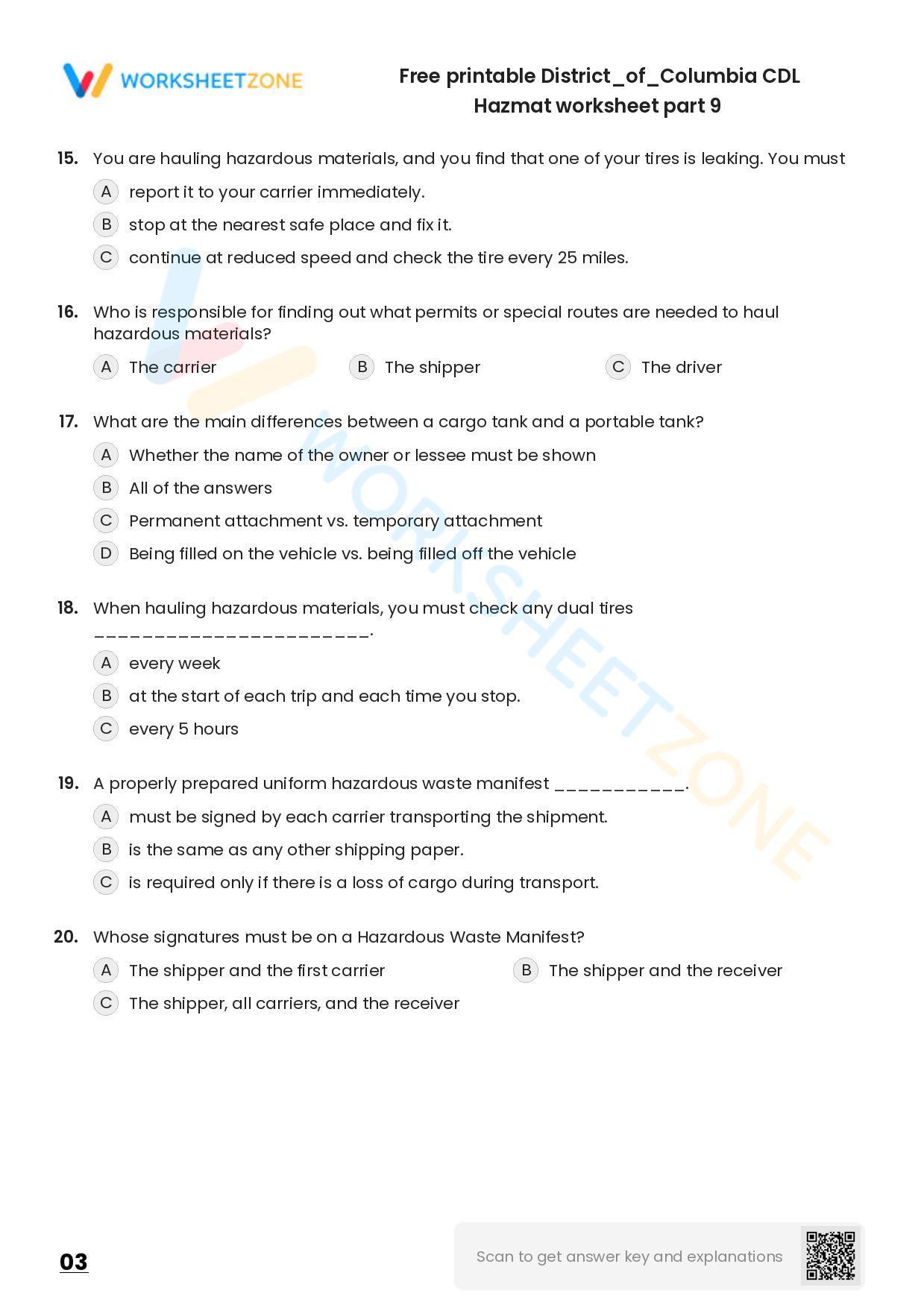 Cdl Hazmat Test Questions And Answers Free Printable Ohio Cd
