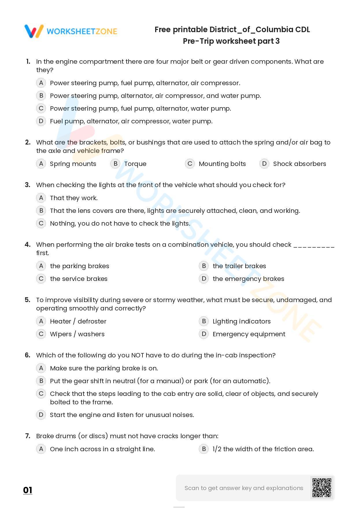 Free Printable District/of_Columbia CDL Pre-Trip Worksheet Part 3