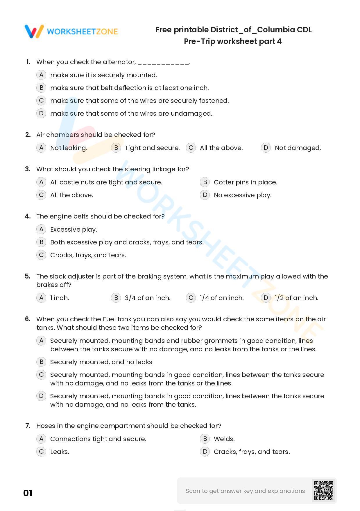 Free Printable District/of_Columbia CDL Pre-Trip Worksheet Part 4