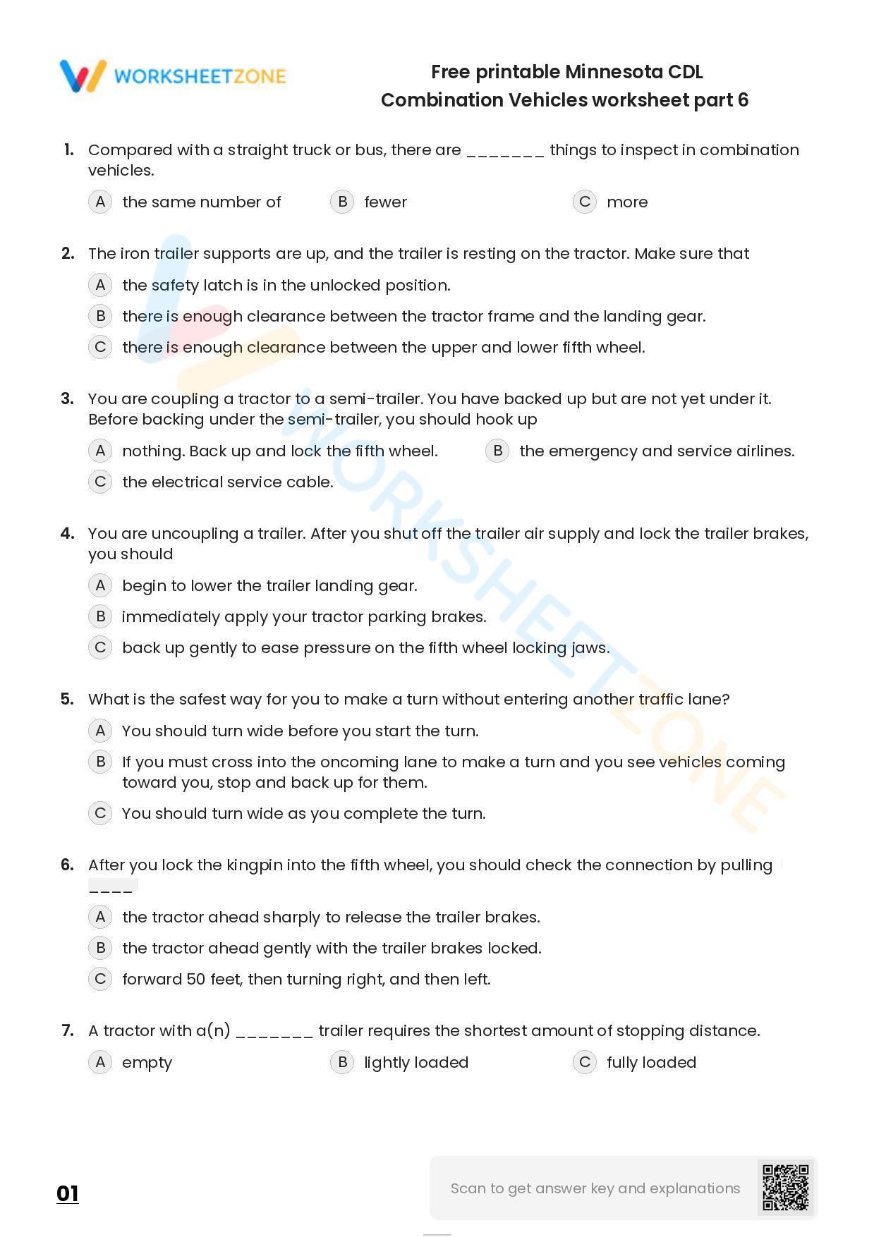 Free printable Minnesota CDL Combination Vehicles worksheet part 5 ...