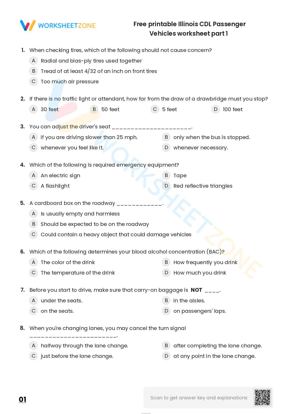 Free printable Illinois CDL Passenger Vehicles worksheet part 2 ...