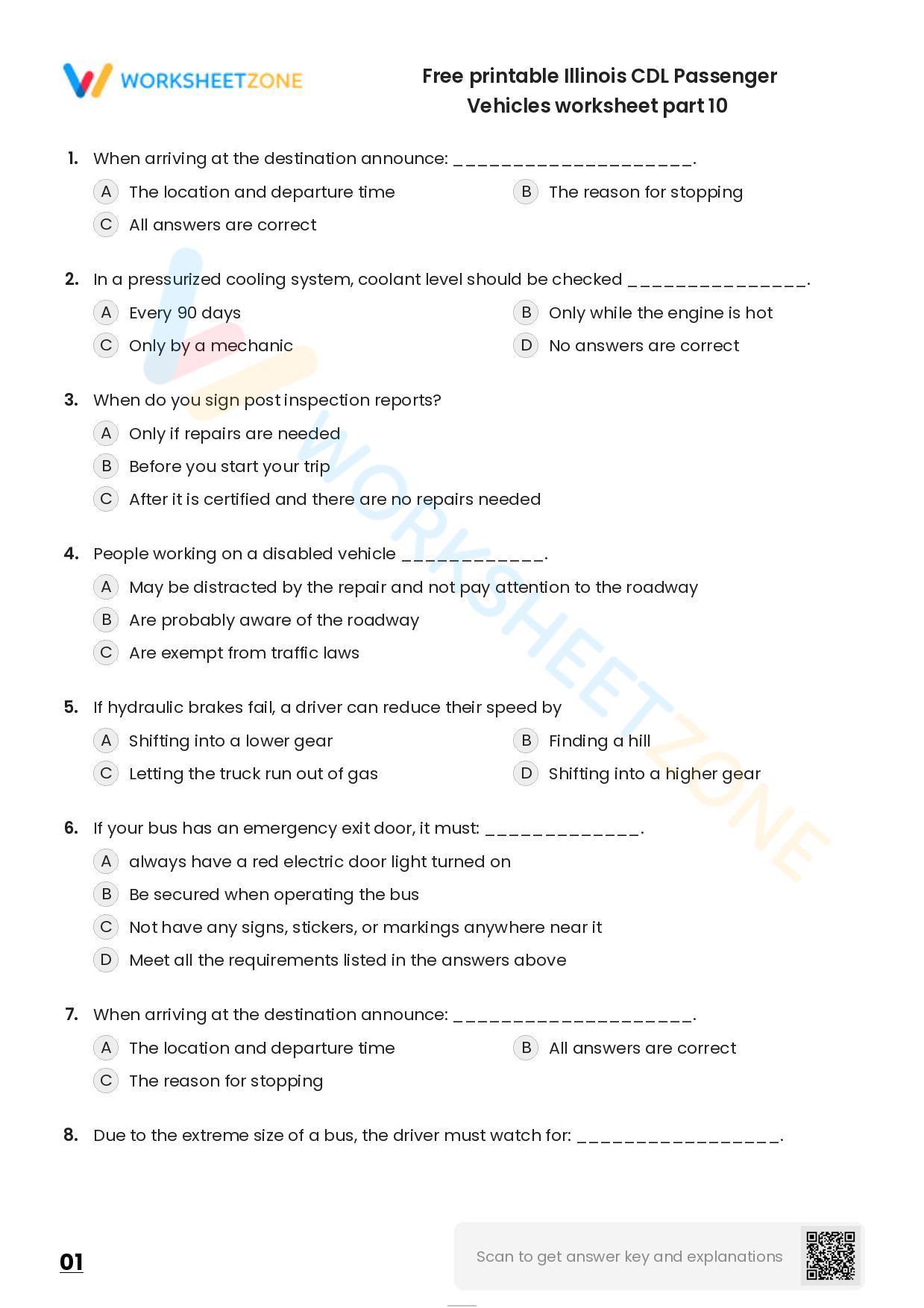 Free printable Illinois CDL Passenger Vehicles worksheet part 2 ...