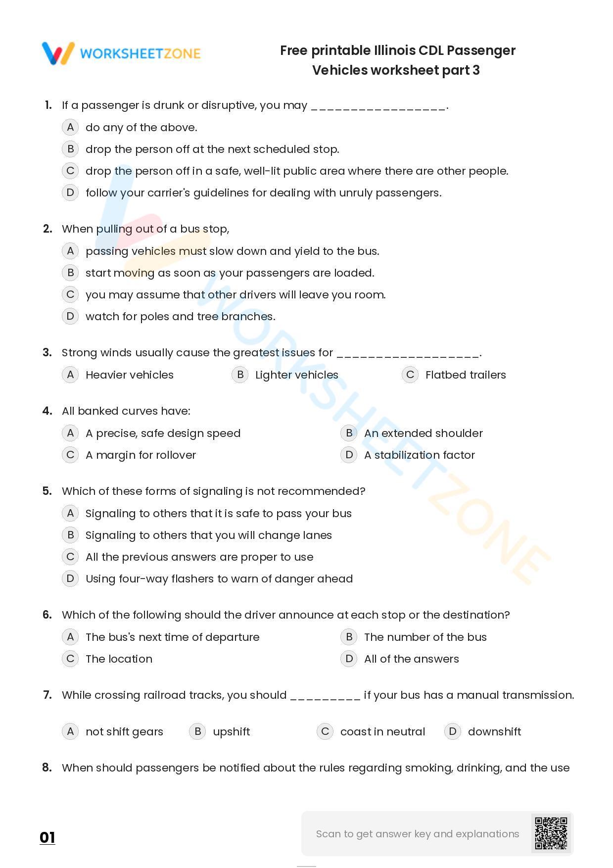 Free printable Illinois CDL Passenger Vehicles worksheet part 2 ...