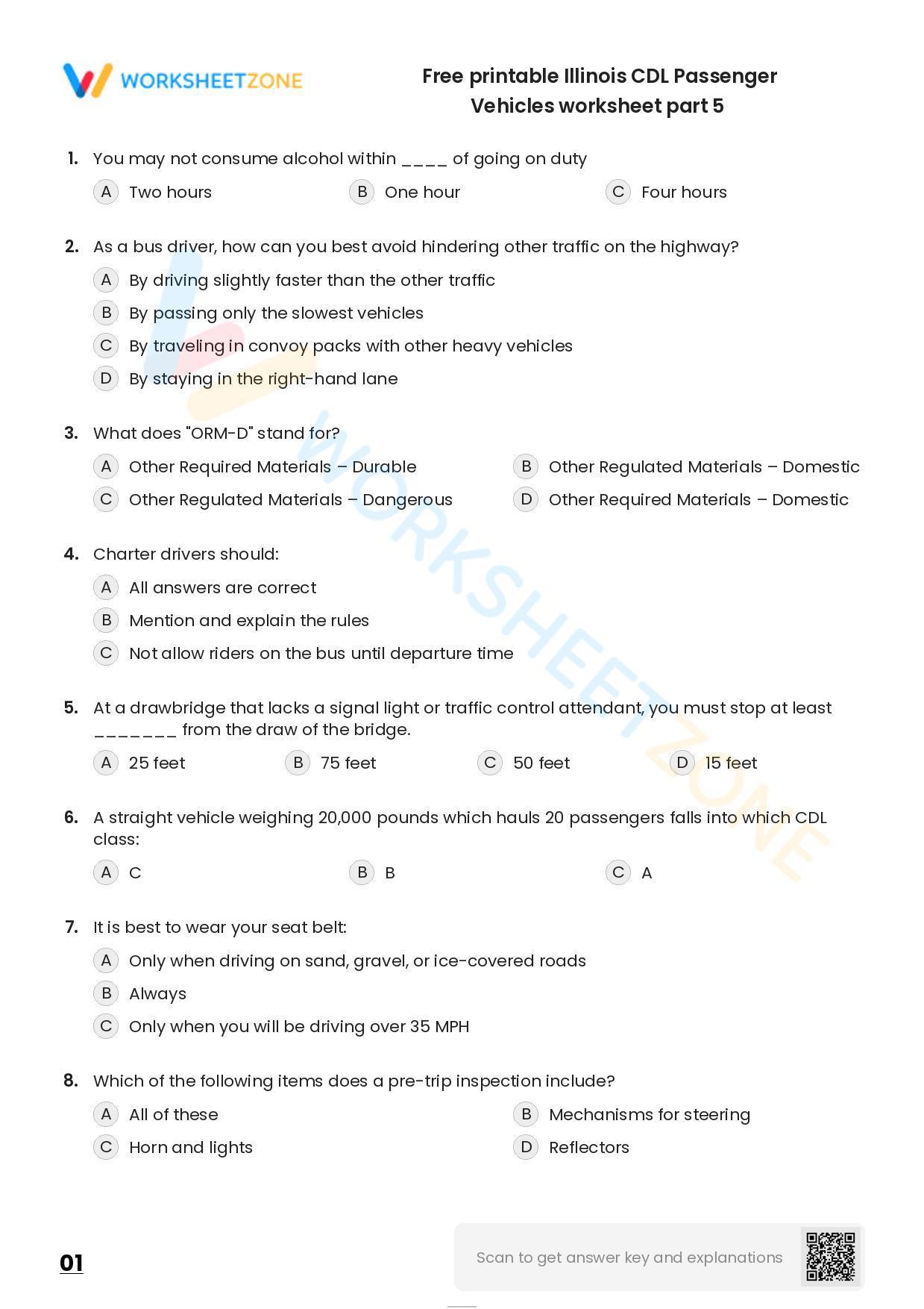 Free printable Illinois CDL Passenger Vehicles worksheet part 2 ...