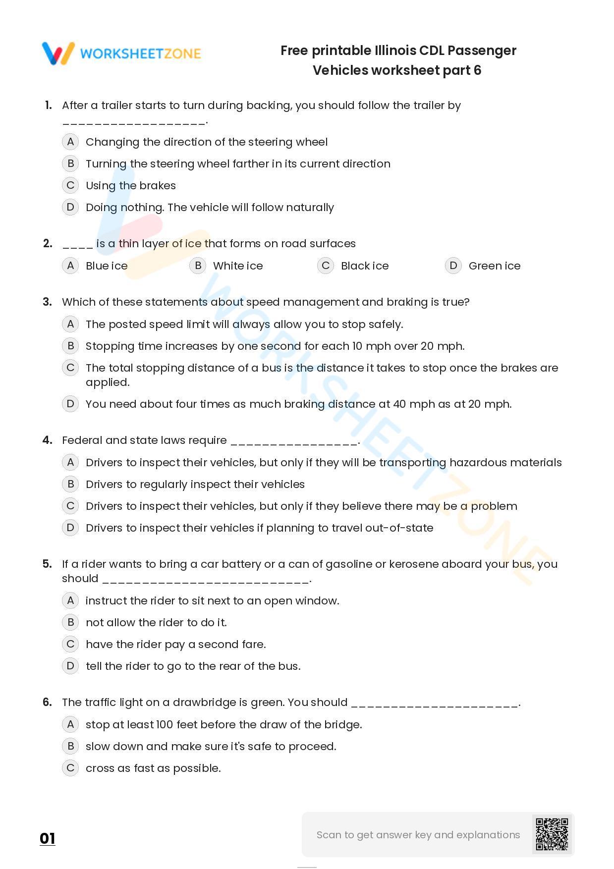 Free printable Illinois CDL Passenger Vehicles worksheet part 2 ...