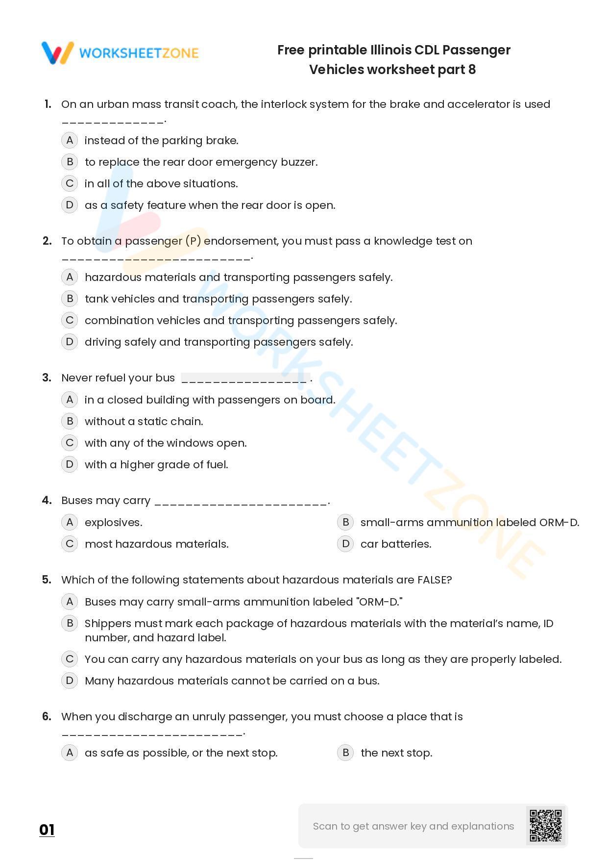 Free printable Illinois CDL Passenger Vehicles worksheet part 2 ...