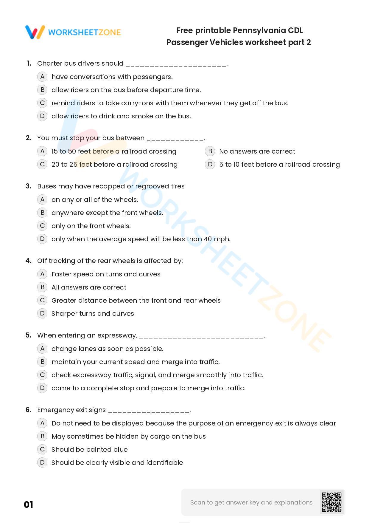 Free printable Pennsylvania CDL Passenger Vehicles worksheet part 3 ...
