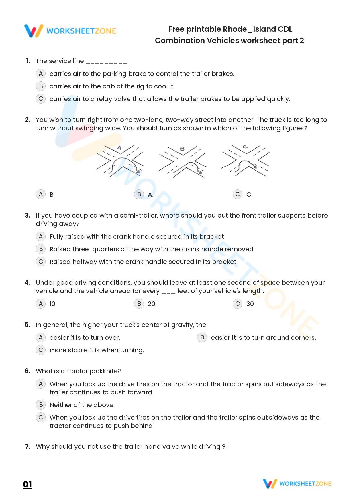 Free printable Rhode/Island CDL Combination Vehicles worksheet part 2 ...