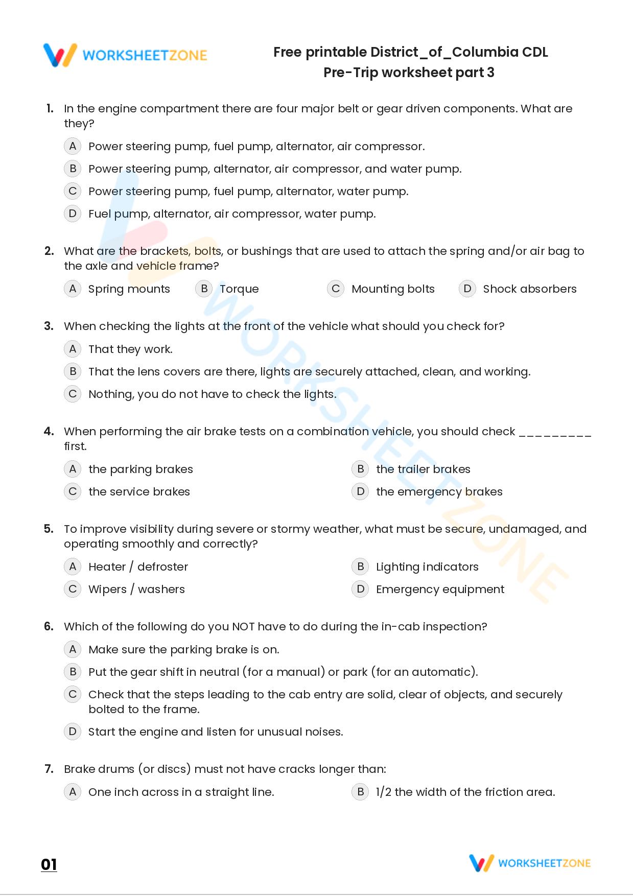 Free printable District/of_Columbia CDL Pre-Trip worksheet part 3 ...