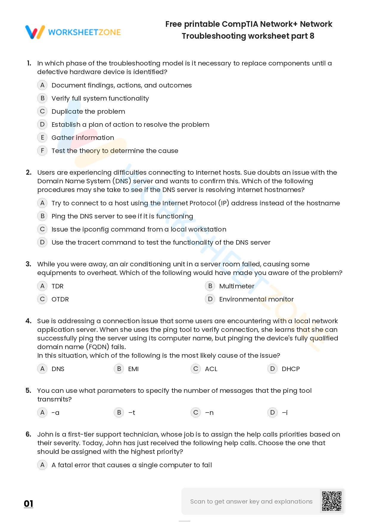 Free Printable CompTIA Network+ Network Troubleshooting Worksheet Part 8 Free Printable CompTIA Network+ Network Troubleshooting Worksheet Part 8