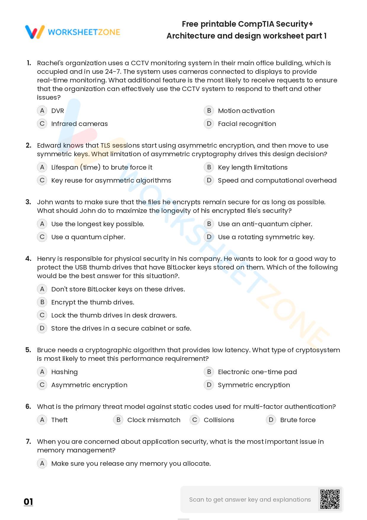 Free printable CompTIA Security+ Architecture and design worksheet part ...