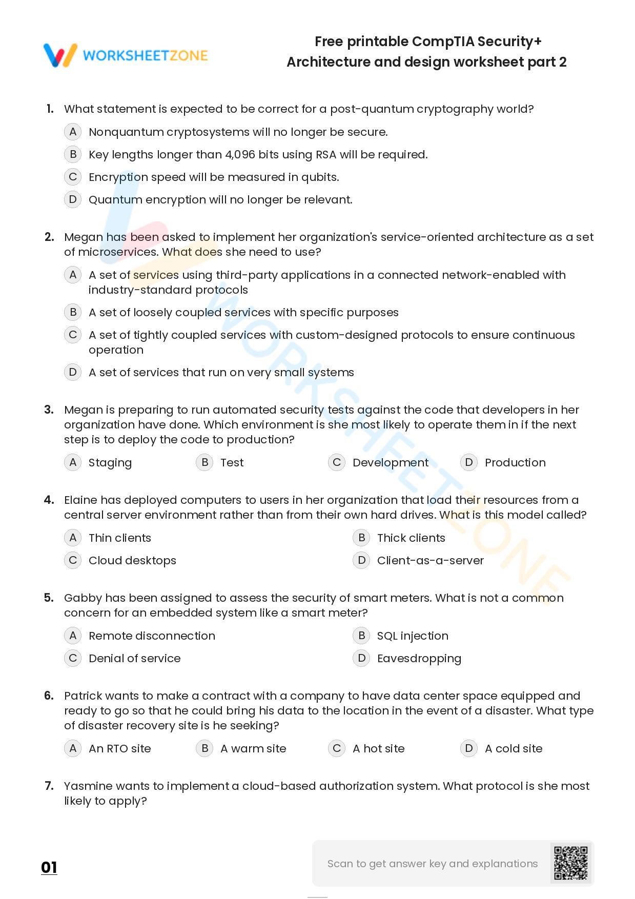 Free printable CompTIA Security+ Architecture and design worksheet part ...