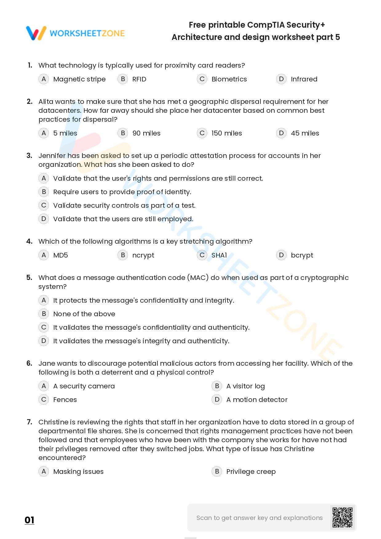 Free printable CompTIA Security+ Architecture and design worksheet part ...