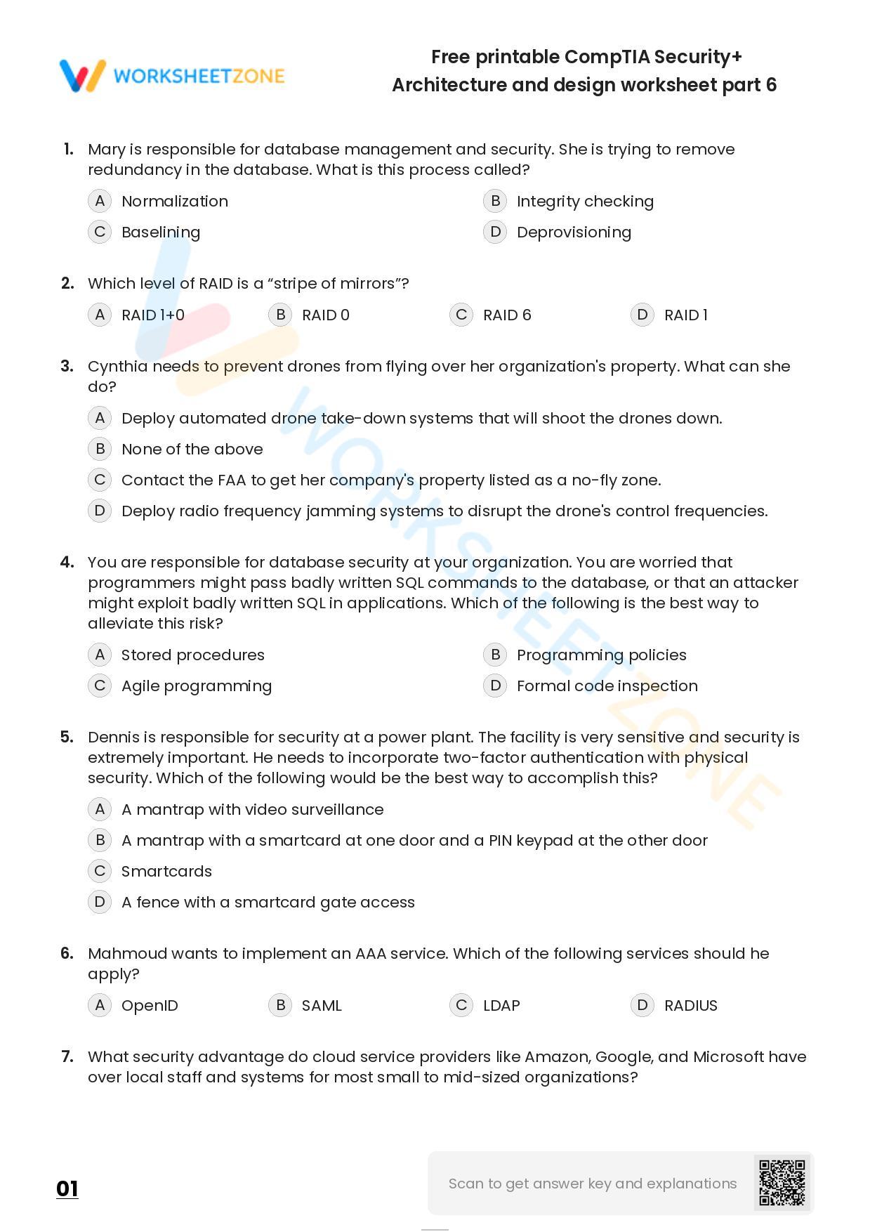 Free Printable CompTIA Security+ Architecture And Design Worksheet Part 6