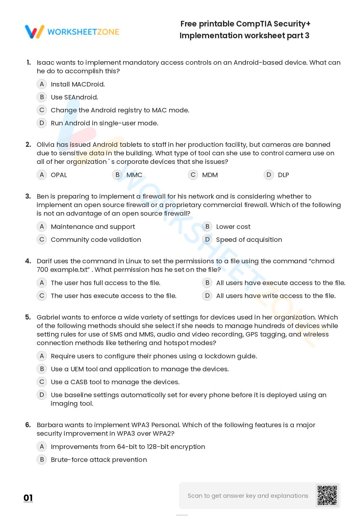 Free printable CompTIA Security+ Implementation worksheet part 3 ...