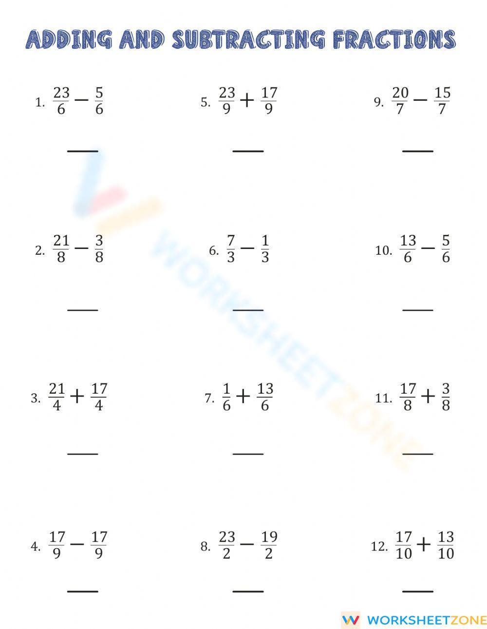 Operations With Fractions Worksheet