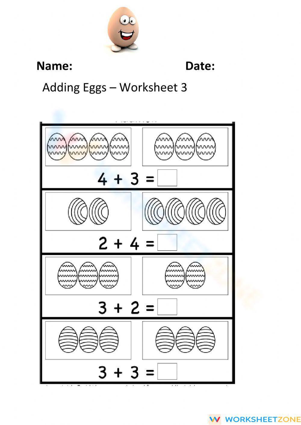 Adding Eggs Worksheet 3 Worksheet
