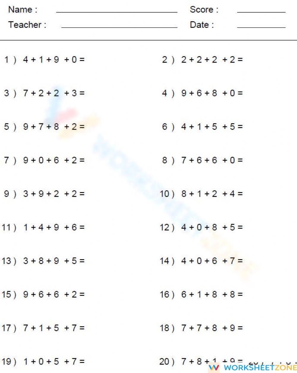 Addition Worksheet