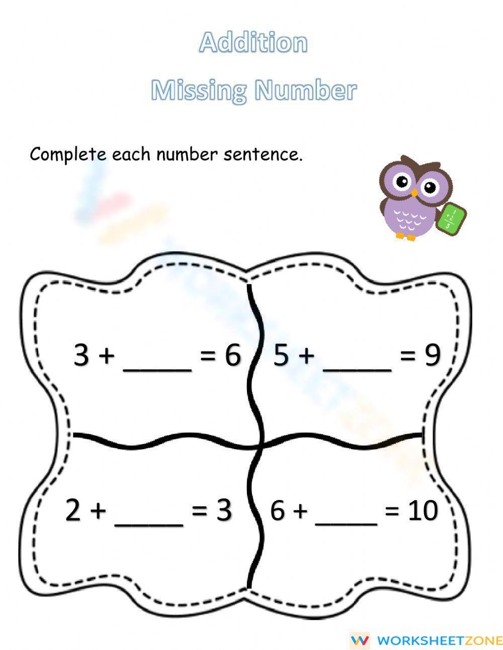 Addition - Missing Addend Worksheet