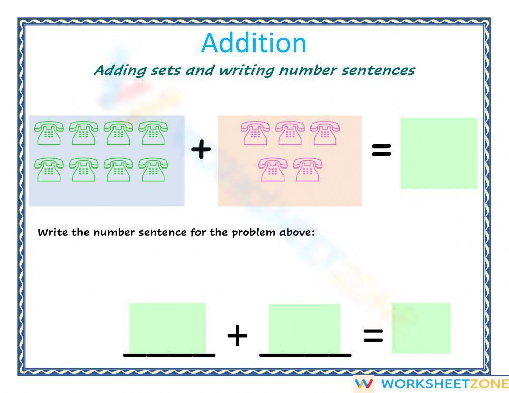 Addition With Number Sentences And Objects Worksheet