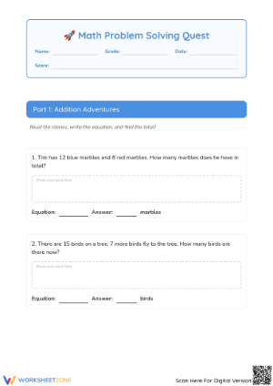 Essential Word Problem Worksheet | Grade 2 Math