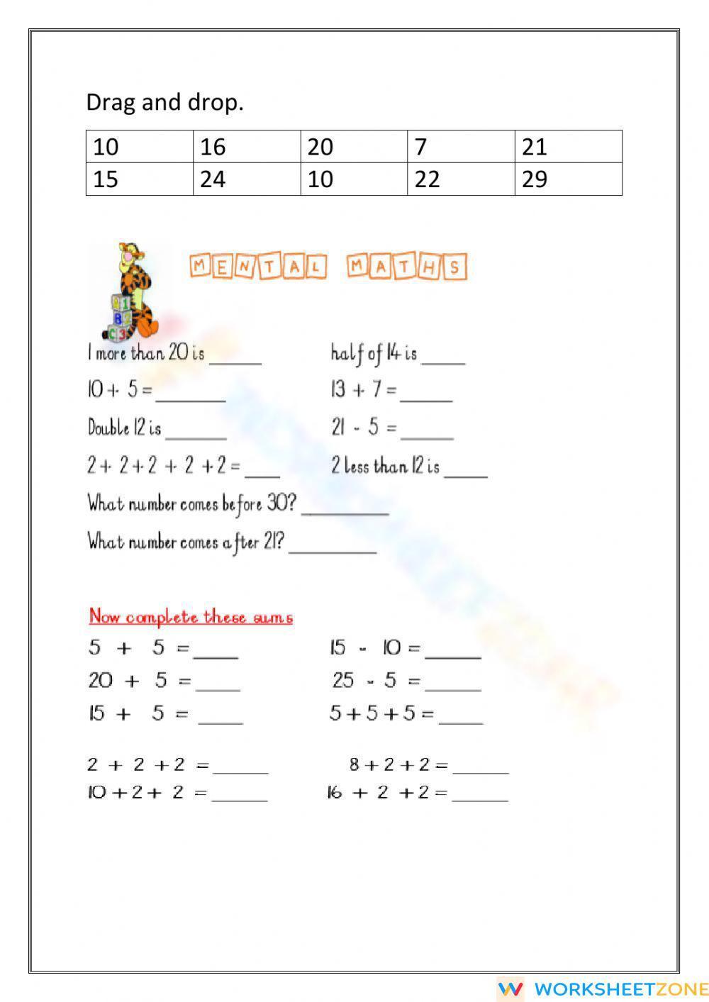 Maths Worksheet