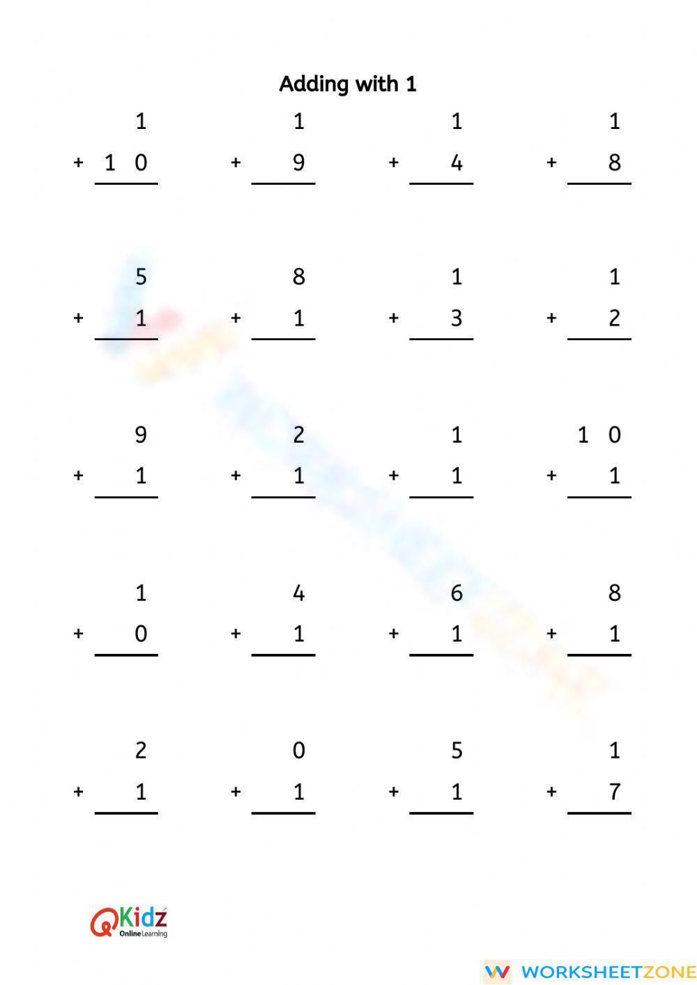 Adding With 1 Worksheet