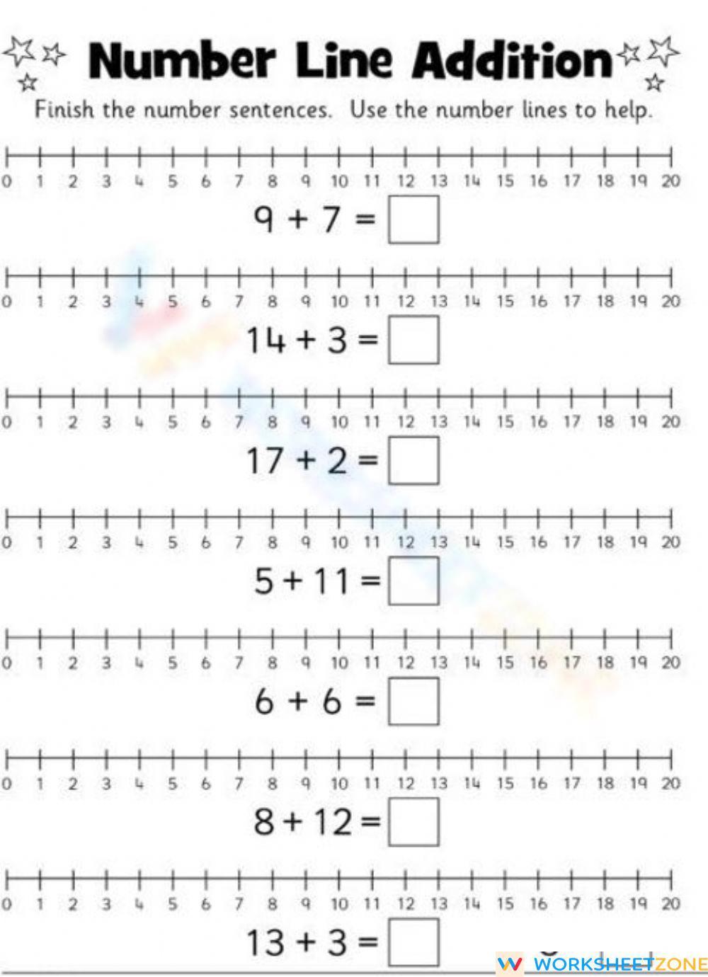 Addition Using Number Line Worksheet Addition Using Number Line Worksheet