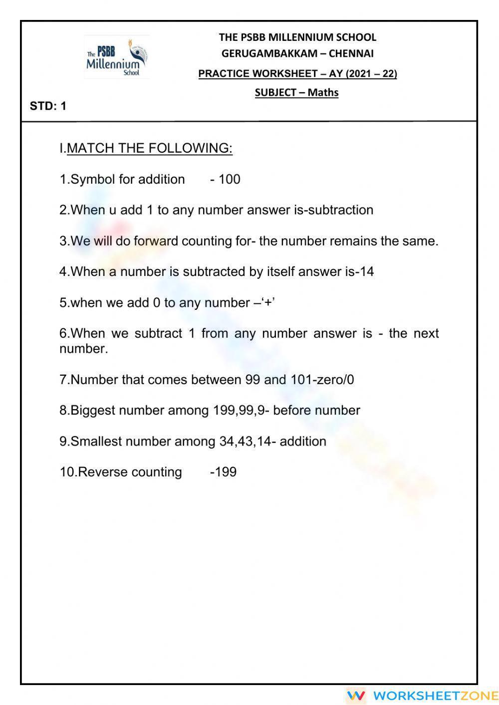 Math Worksheet