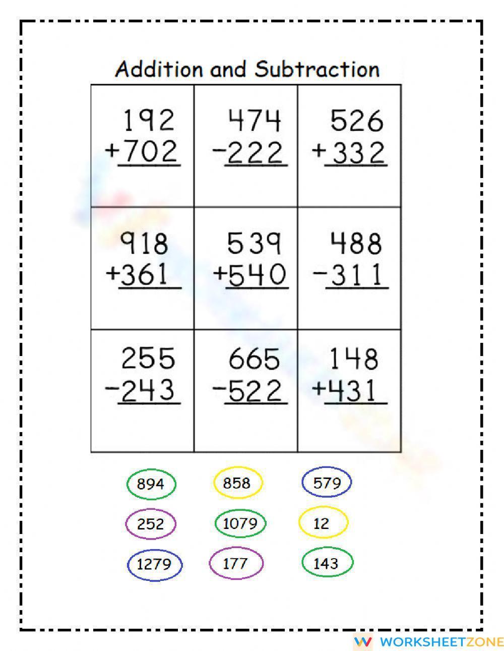 3 Digit Addition And Subtraction Worksheet 3 Digit Addition And Subtraction Worksheet
