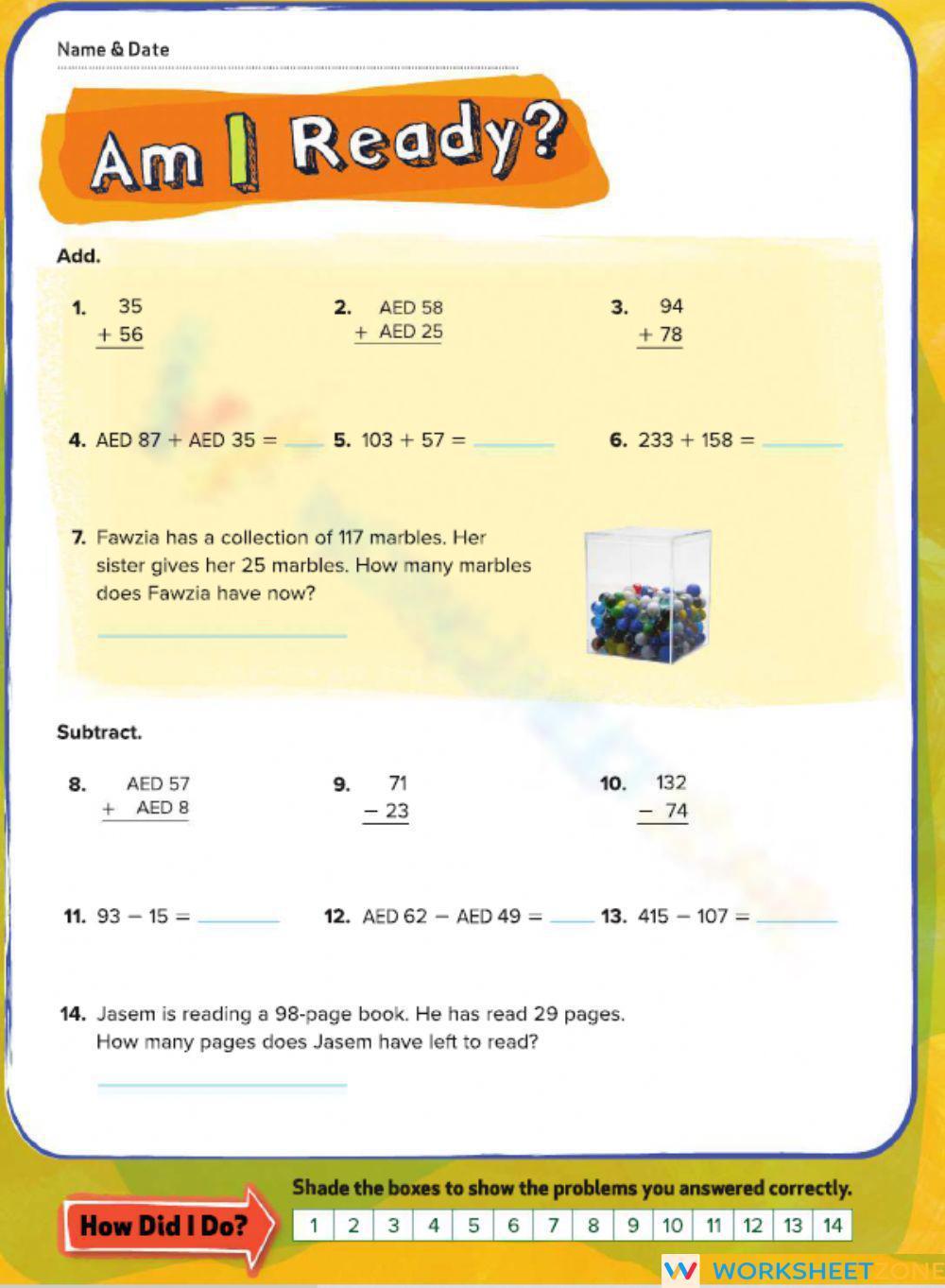 Performance Task Addition And Subtraction Of Whole Numbers Worksheet 6708
