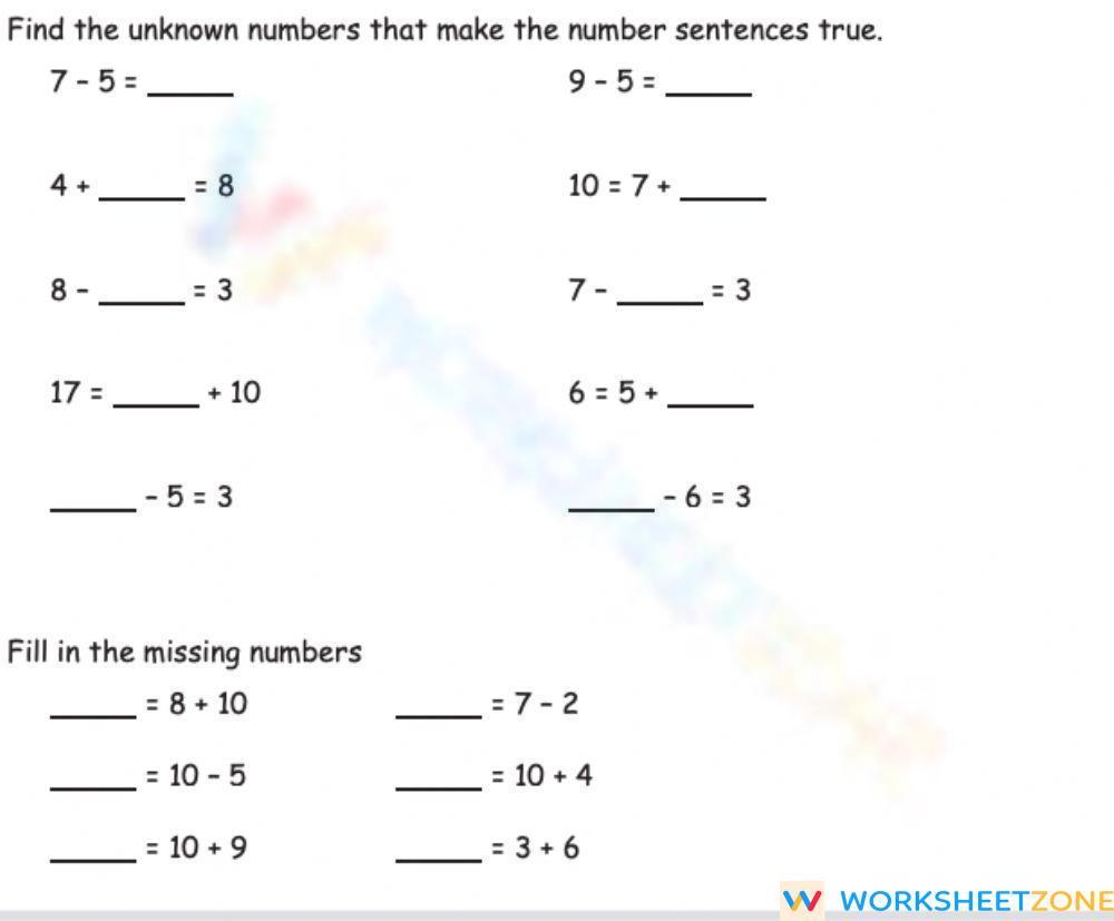 Mental Math Worksheet