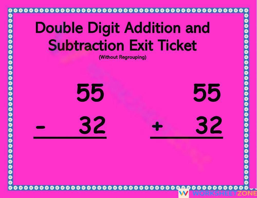 Double Digit Addition And Subtraction Exit Ticket 1 Worksheet