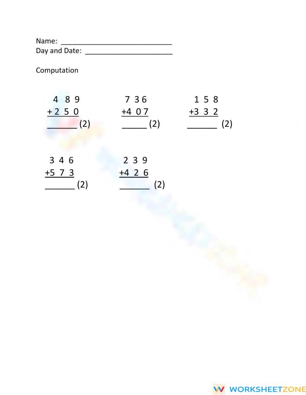 Math Worksheet