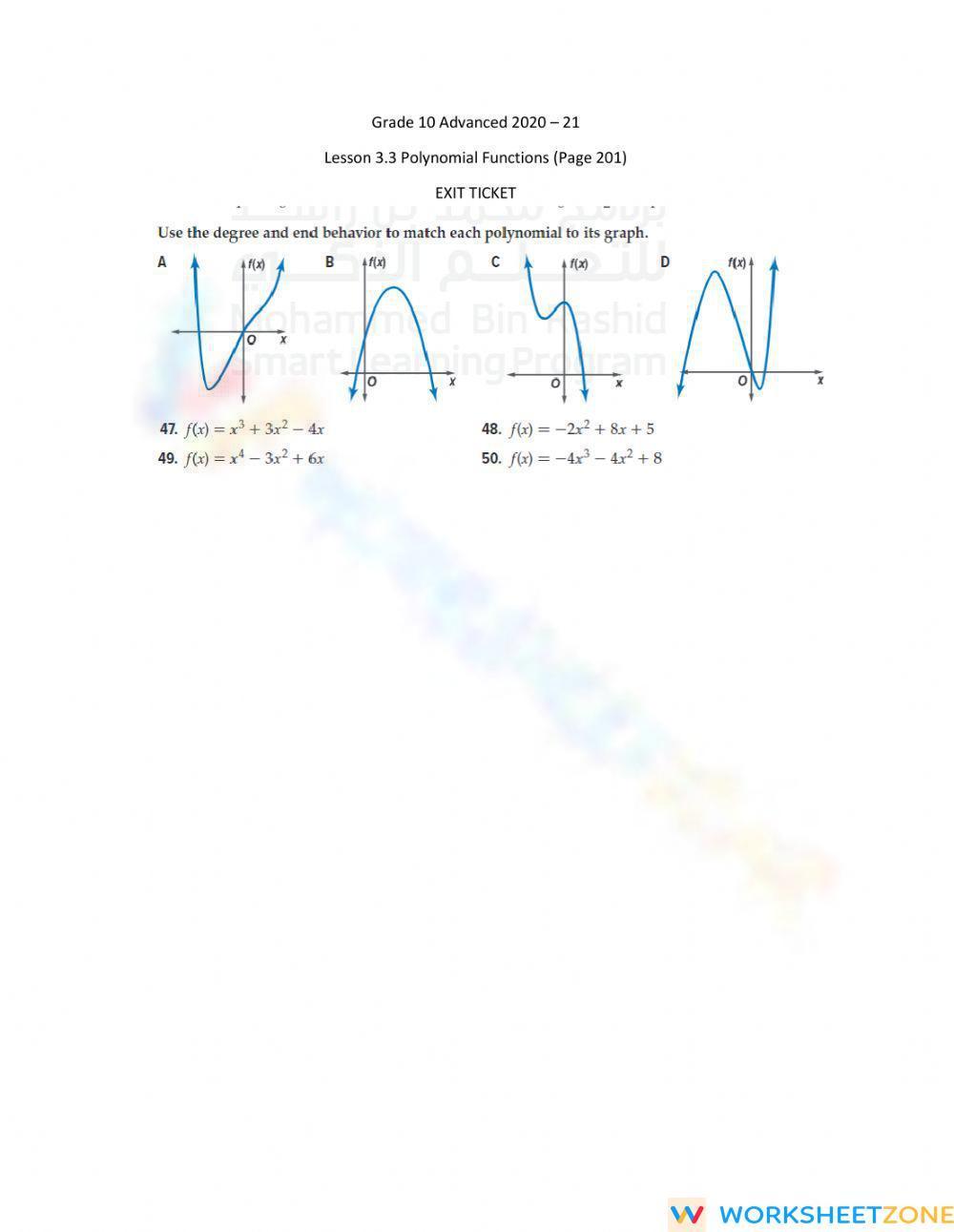 Lessson 3.3 Polynomial Functions Worksheet Lessson 3.3 Polynomial Functions Worksheet