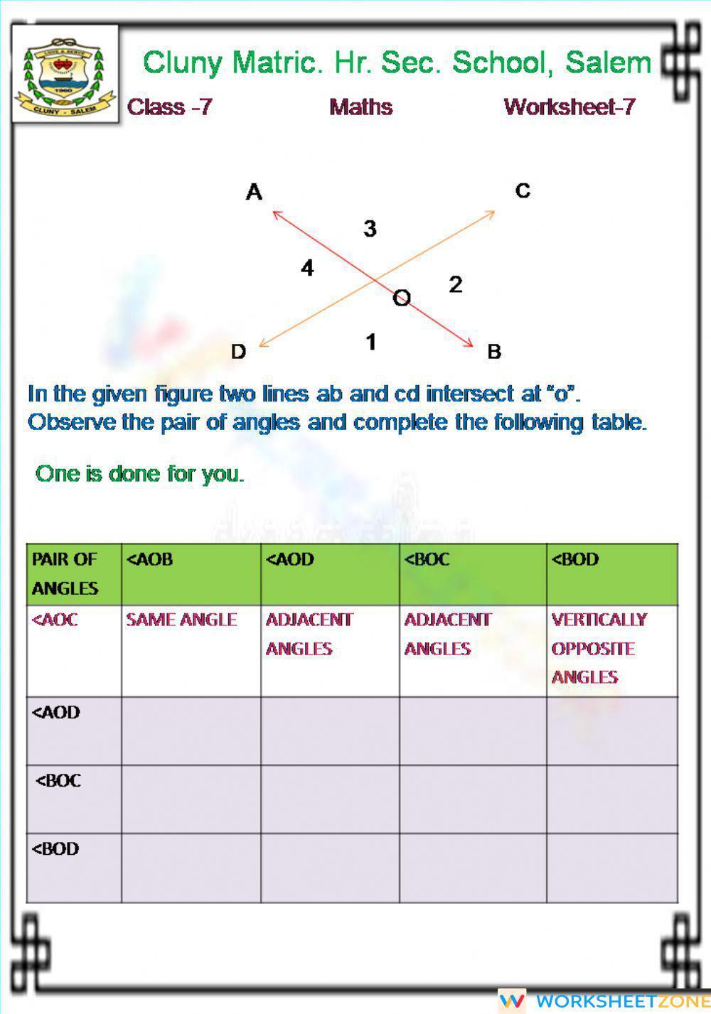 Class 7 Math Worksheet-7 Worksheet